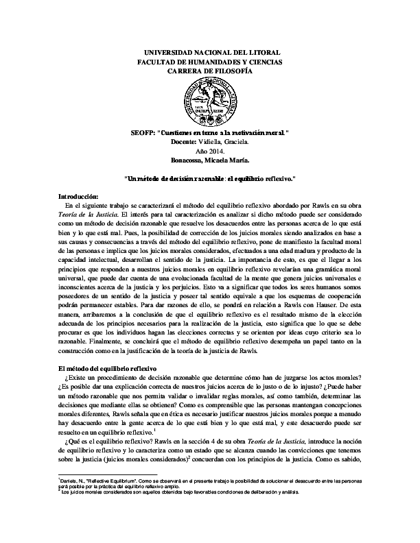 (PDF) "Un método de decisión razonable: el equilibrio reflexivo".
