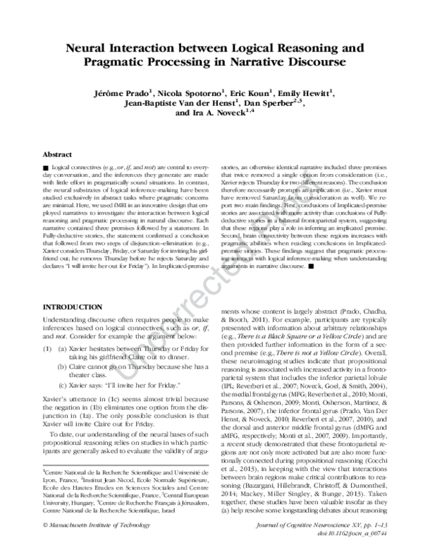 Neural Interaction Between Logical Reasoning And Pragmatic Processing