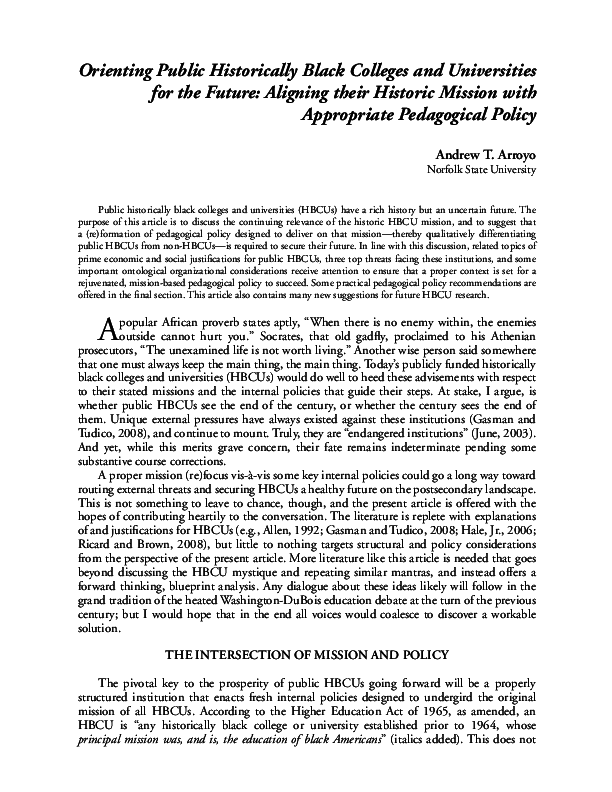 (PDF) Orienting Historically Black Colleges and Universities for the Future