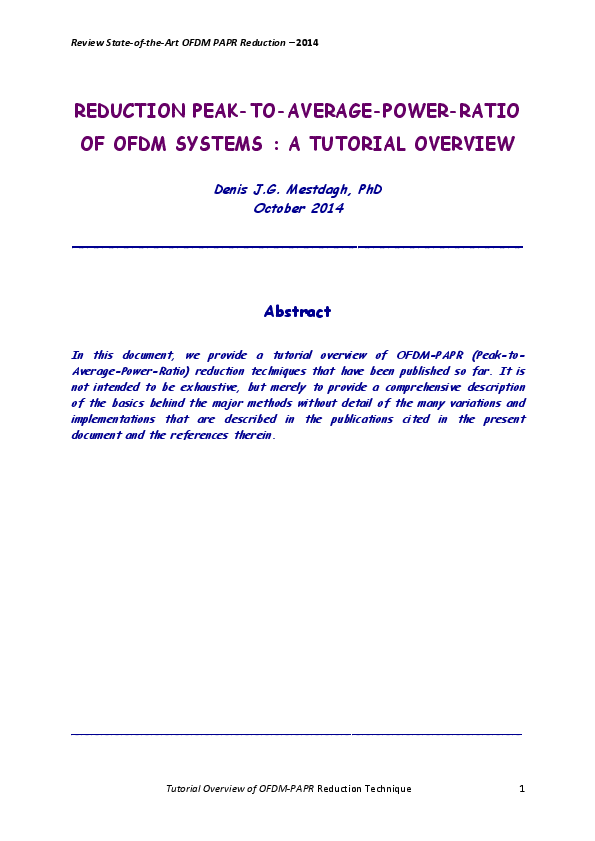 Doc Tutorial Papr Reduction Ofdm Systems