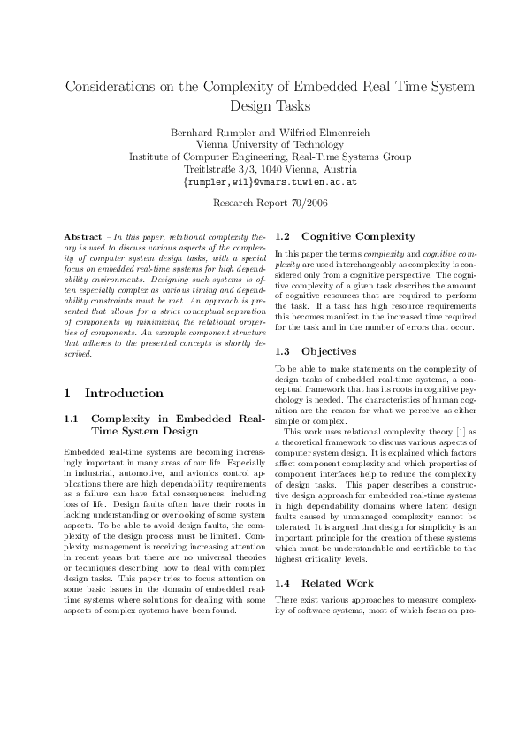 (PDF) Considerations on the complexity of embedded real-time system ...