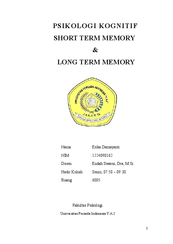 (DOC) Short Term Memory & Long term Memory