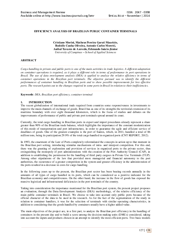 (PDF) Efficiency analysis of Brazilian public container terminals