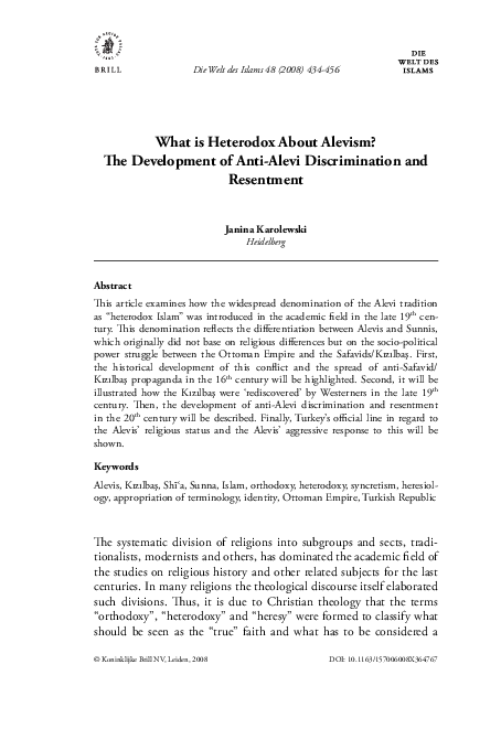 (PDF) ‘What Is Heterodox About Alevism? The Development of Anti-Alevi ...