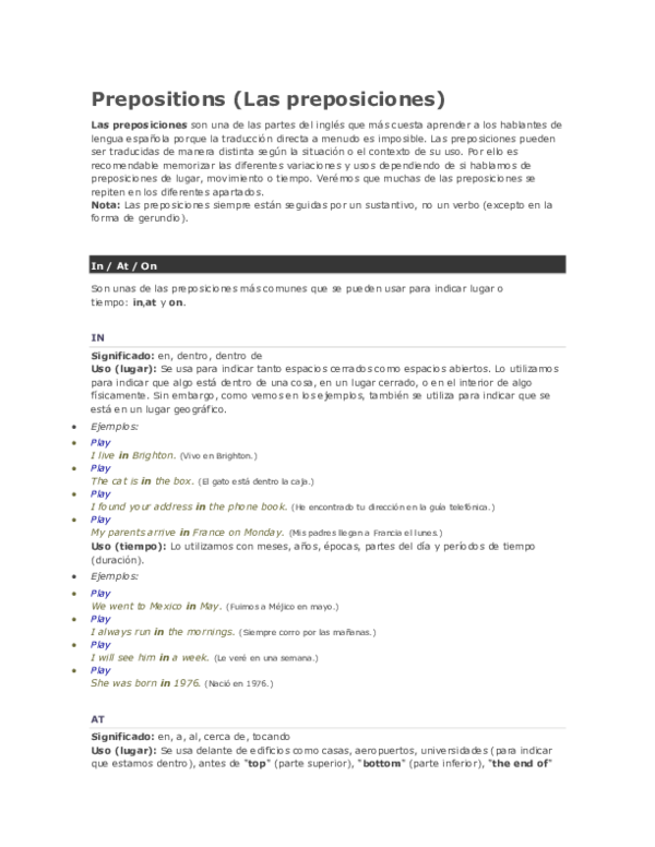 (DOC) Prepositions (Las preposiciones