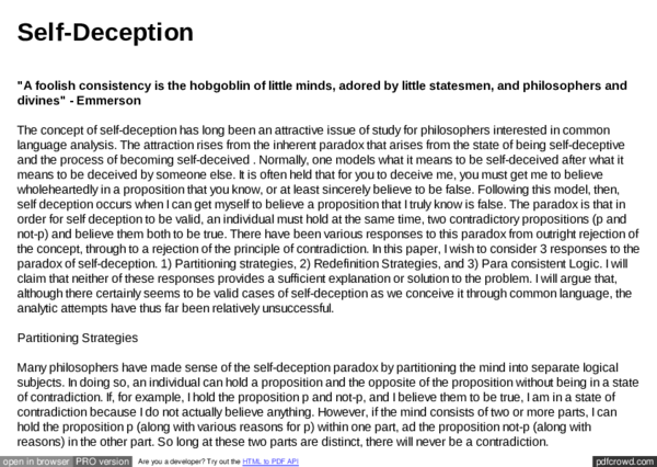 (PDF) Self Deception