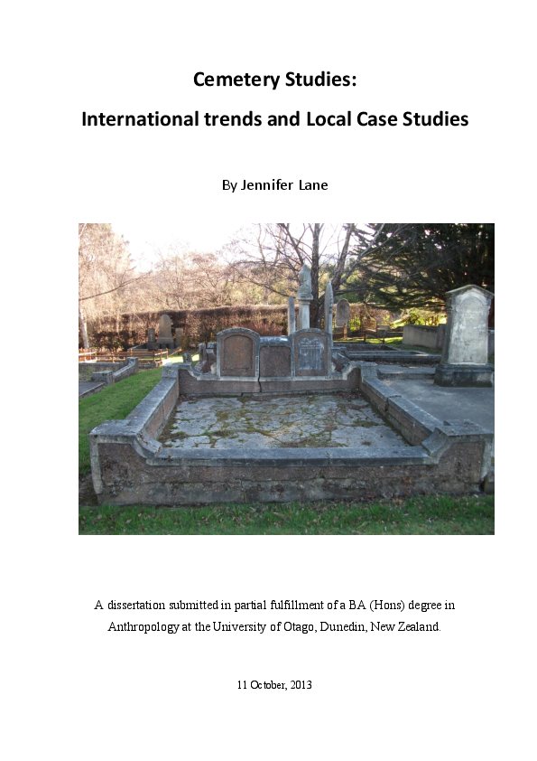 (PDF) Cemetery Studies: International Trends and Local Case Studies