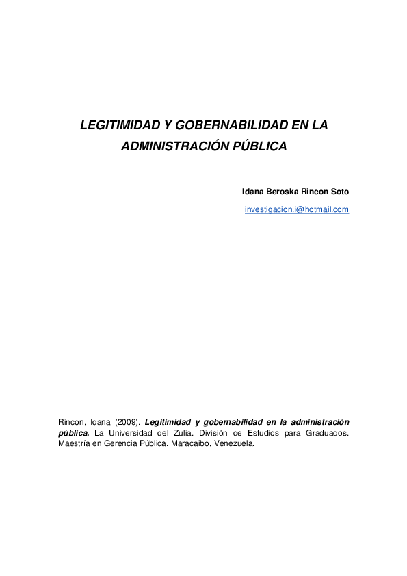 (PDF) LEGITIMIDAD Y GOBERNABILIDAD EN LA ADMINISTRACIÓN PÚBLICA