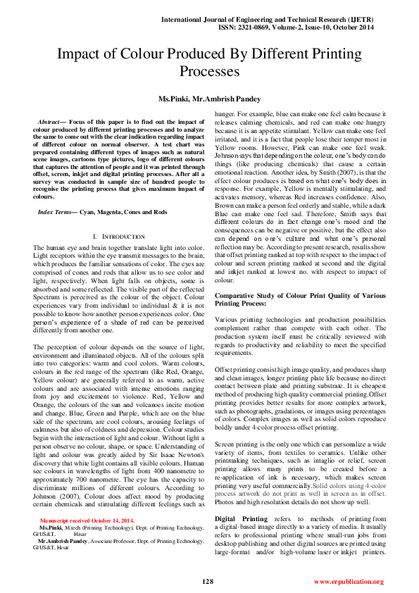 (PDF) Impact of Colour Produced By Different Printing Processes