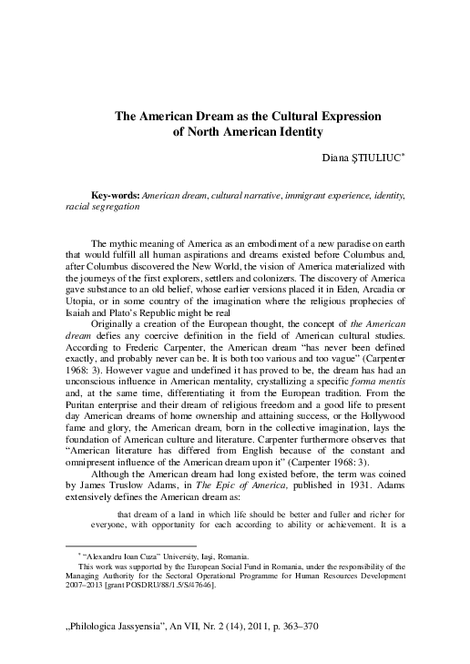 (PDF) American dream as cultural expression