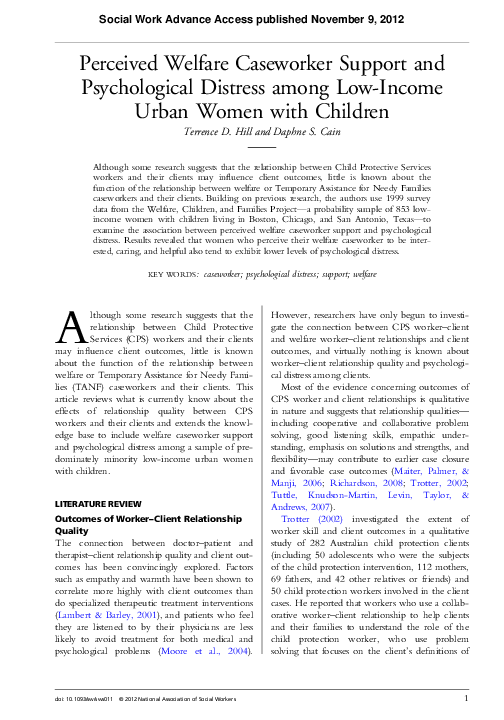 (PDF) Client Perceptions of Welfare Caseworker Support and Client ...