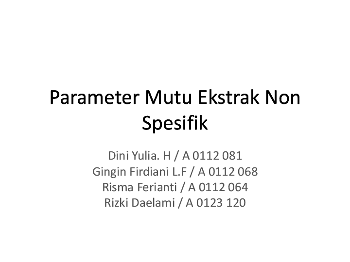 (PPT) parameter mutu ekstrak non spesifik