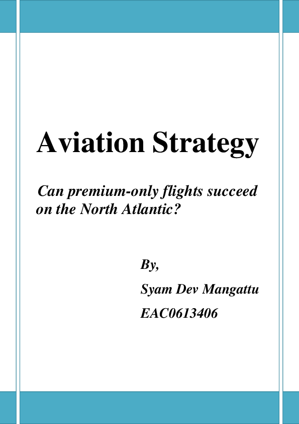 (PDF) Aviation Strategy : “Can premium-only flights succeed on the ...