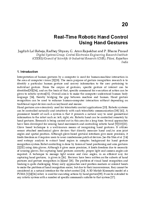 (PDF) Real-Time Robotic Hand Control Using Hand Gestures