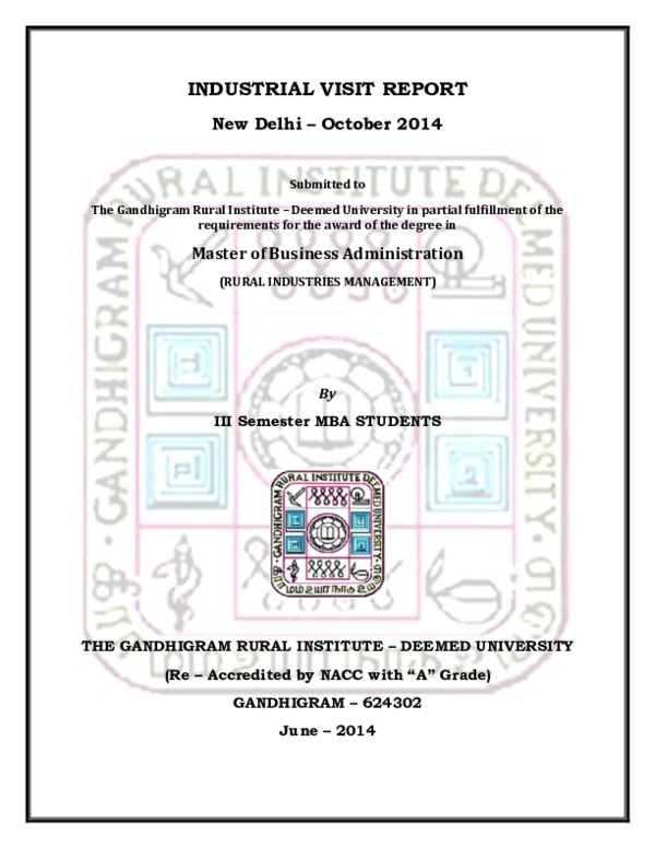(DOC) Industrial Visit Report -- 2014