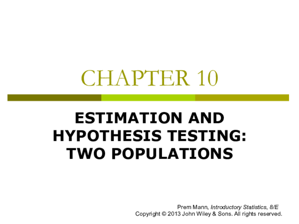 Pdf Estimation And Hypothesis Testing Two Populations