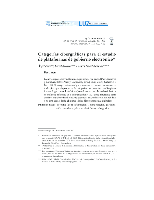 (PDF) Categorías cibergráficas para el estudio de plataformas de ...