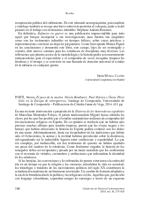 (PDF) Steven FORTI: El peso de la nación. Nicola Bombacci, Paul Marion ...