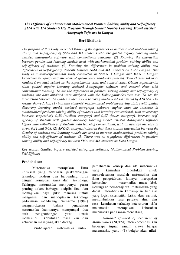 (PDF) The Diffrence of Enhancement Mathematical Problem Solving Ability ...