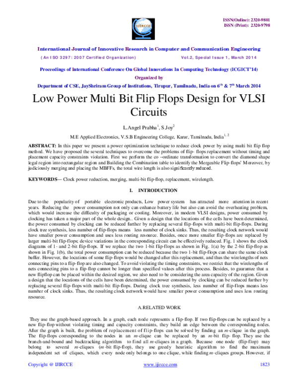 Low Power Multi Bit Flip Flops Design For Vlsi Circuits