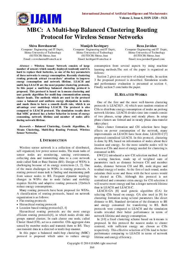 (PDF) MBC: A Multi-hop Balanced Clustering Routing Protocol for Wireless Sensor Networks