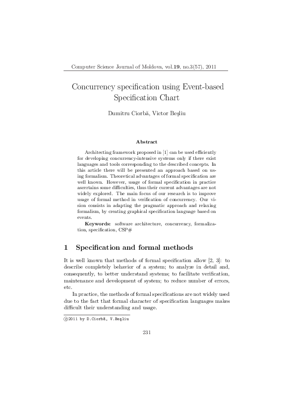 Pdf Concurrency Specification Using Event Based Specification Chart