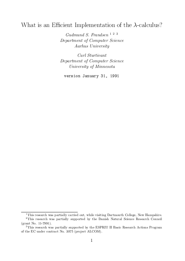 (PDF) What is an Efficient Implementation of the lambda-calculus