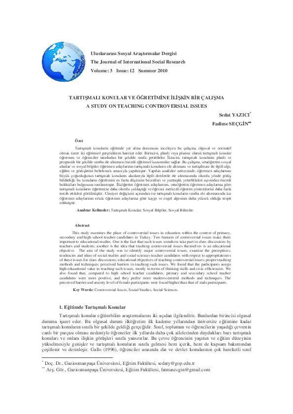 (PDF) controversial issues in education