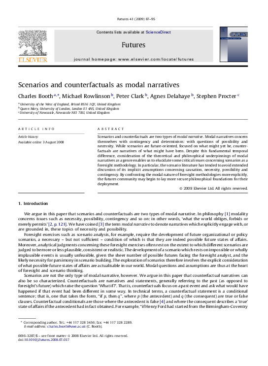 (PDF) Scenarios and counterfactuals as modal narratives