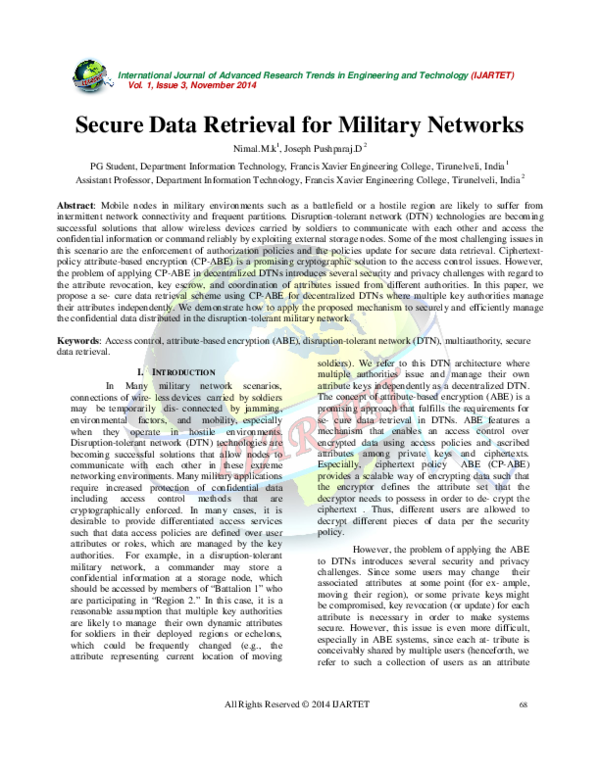 (PDF) Secure Data Retrieval for Military Networks