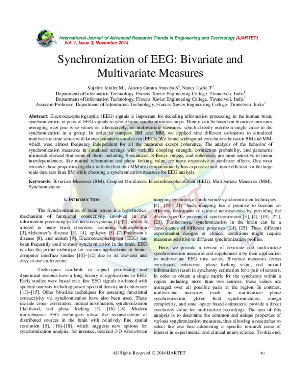 (PDF) Synchronization of EEG: Bivariate and Multivariate Measures