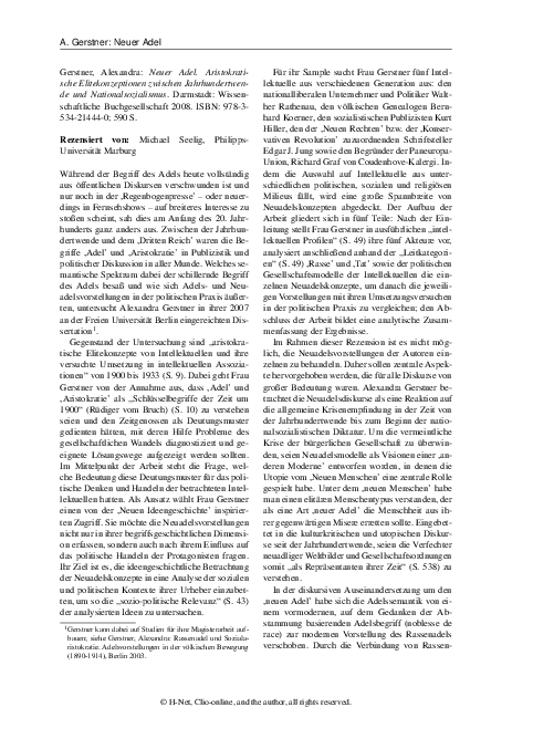 (PDF) Alexandra Gerstner: Neuer Adel. Aristokratische Elitekonzeptionen ...