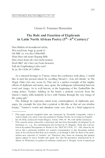 (PDF) The Role and Function of Ecphrasis in Latin North African Poetry ...