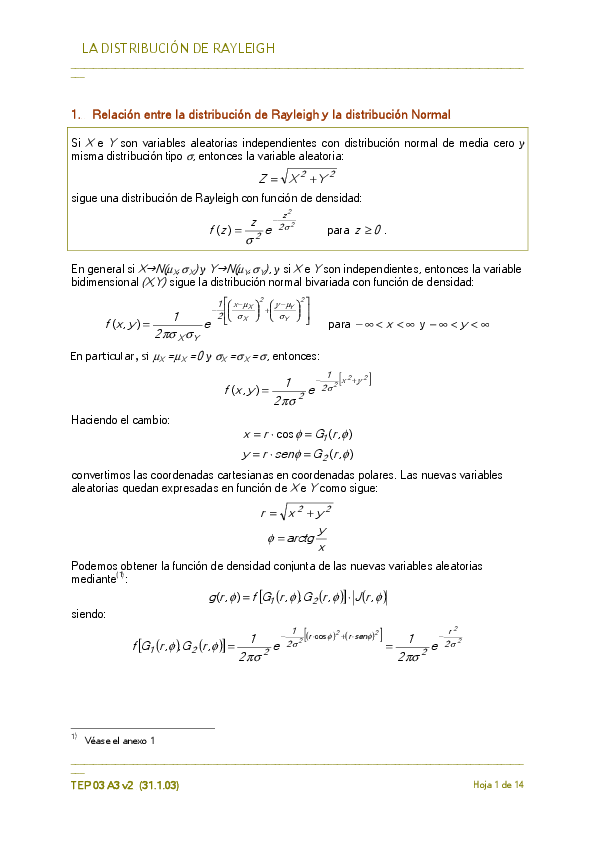 (PDF) LA DISTRIBUCIÓN DE RAYLEIGH