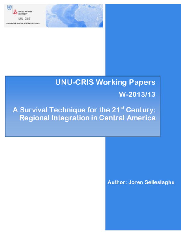 (PDF) Regional Integration in Central America