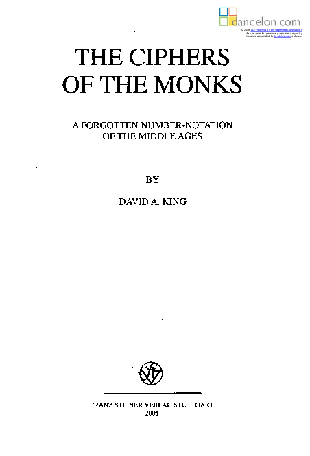 (PDF) THE CIPHERS OF THE MONKS A FORGOTTEN NUMBER-NOTATION OF THE ...