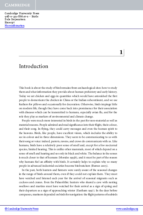 Pdf Birds Cambridge Manual In Archaeology Chapter 1