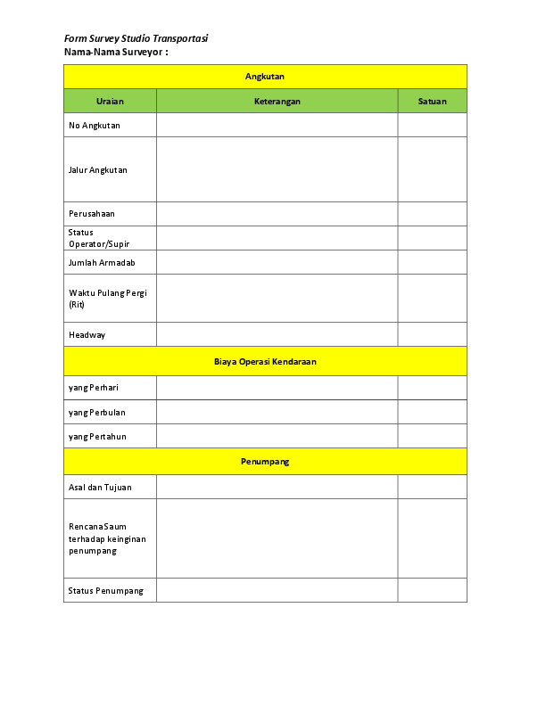 (PDF) FORM SURVEY ANGKUTAN UMUM / PUBLIC TRANSPORTATION SURVEY FORM
