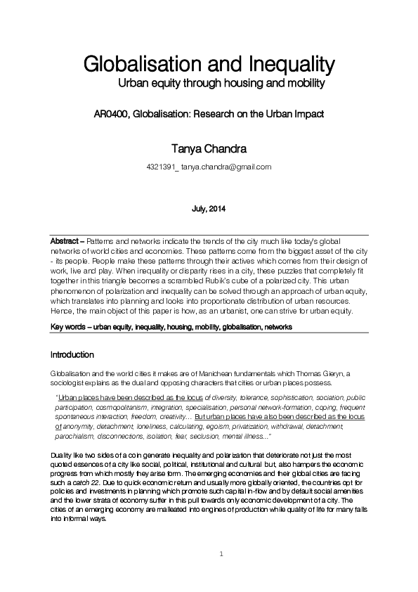 (PDF) Globalisation and Inequality
