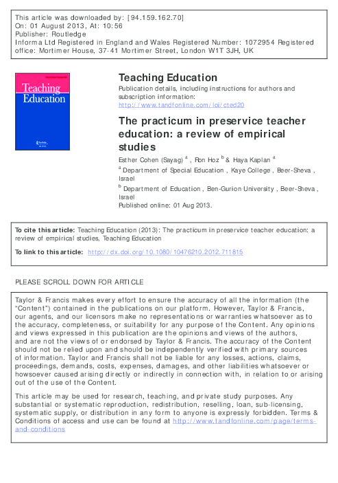 (PDF) The Practicum in Teacher Eduaction