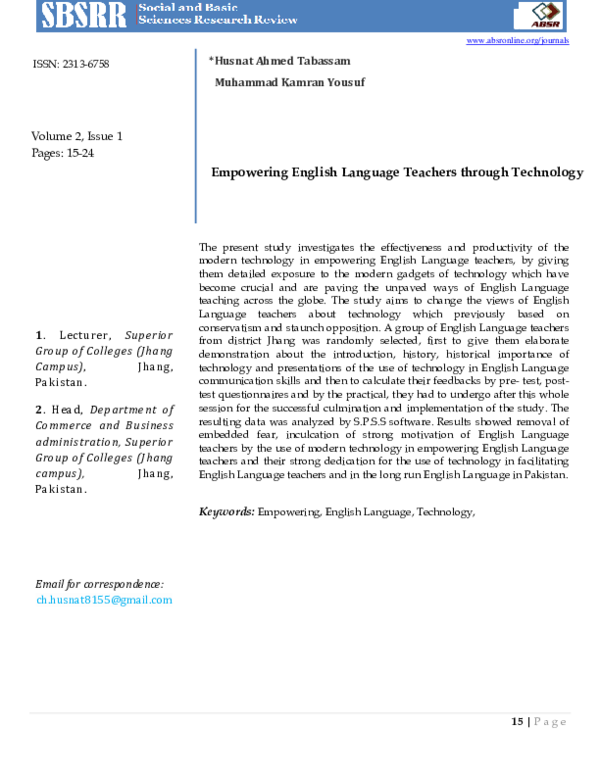 (PDF) Empowering English Language Teachers Through Technology