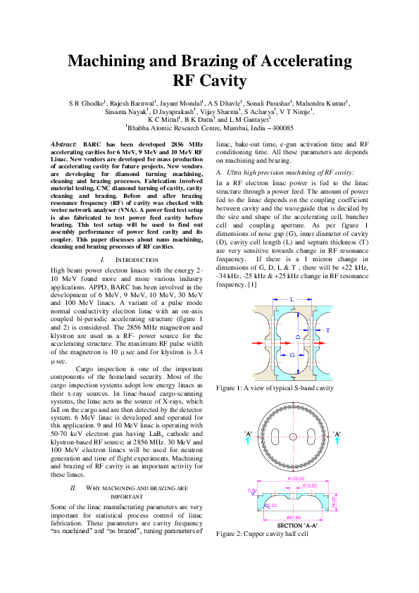 (PDF) Machining and Brazing of Accelerating RF Cavity