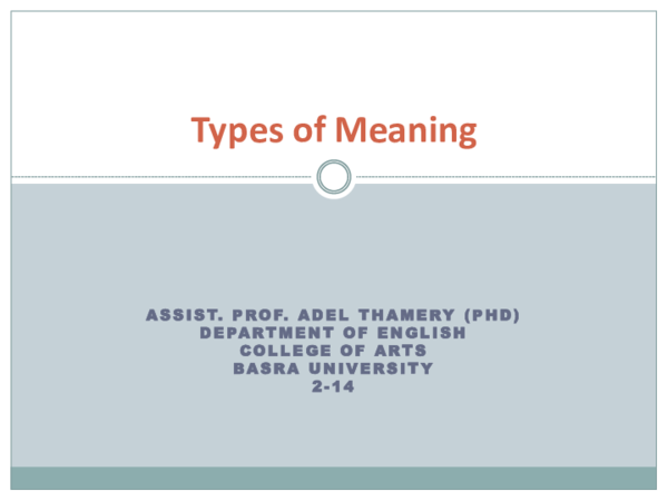 (PPT) types of meaning