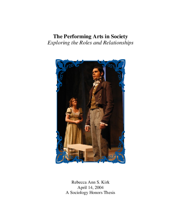 (PDF) The Performing Arts in Society Exploring the Roles and Relationships