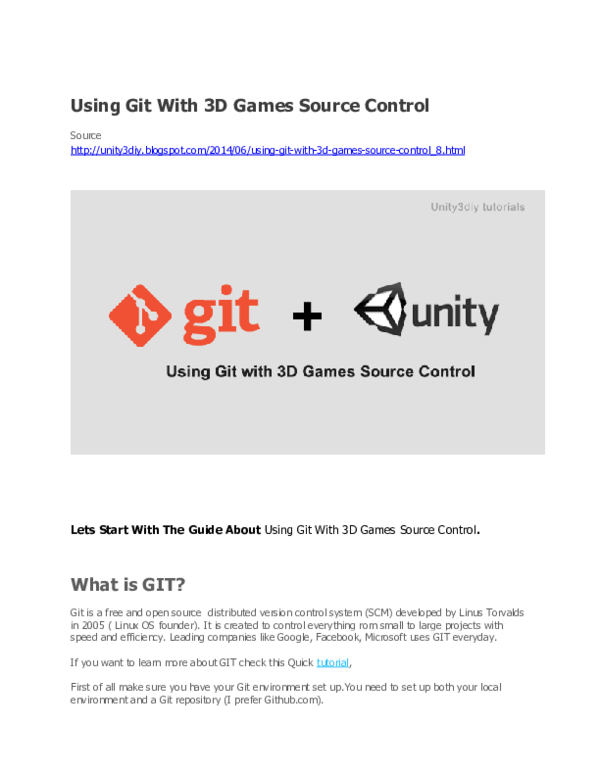 Doc Using Git With 3d Games Source Control Ron Olin