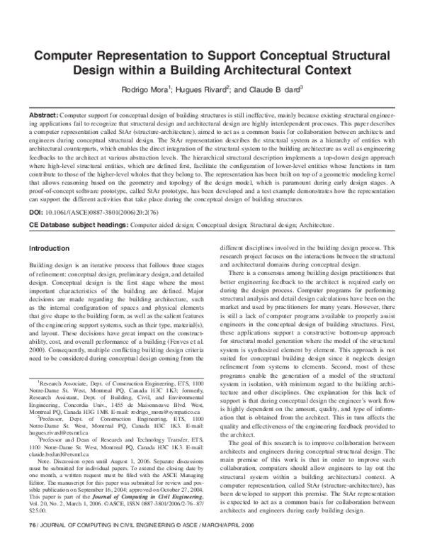 (PDF) Computer Representation to Support Conceptual Structural Design ...