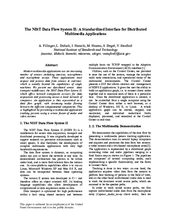 (PDF) The NIST Data Flow System II: A standardized interface for distributed multimedia applications