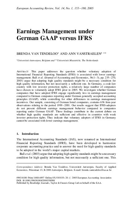 (PDF) Earnings Management under German GAAP versus IFRS