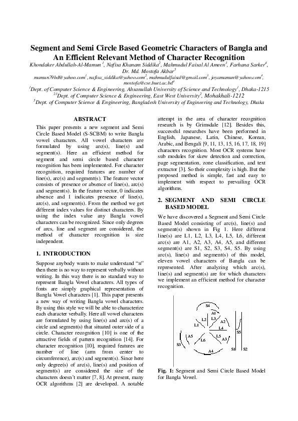 (PDF) Segment and Semi Circle Based Geometric Characters of Bangla and ...