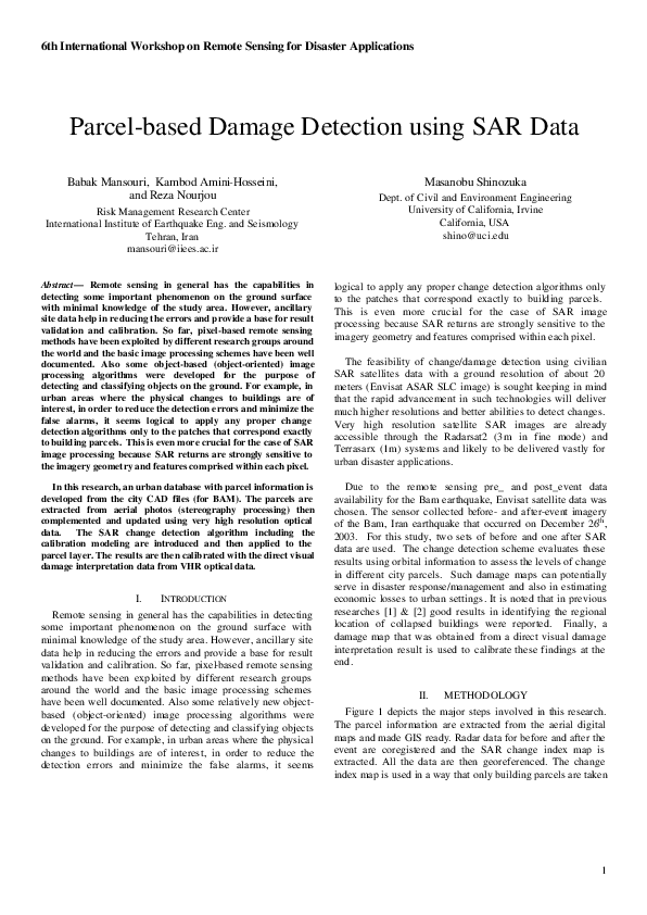 (PDF) Parcel-based Damage Detection using SAR Data